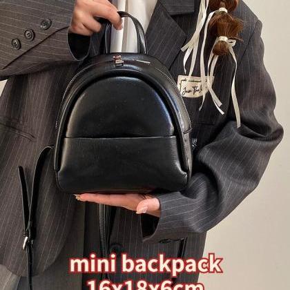 Elegant Cream Mini Leather Backpack For Women on Luulla
