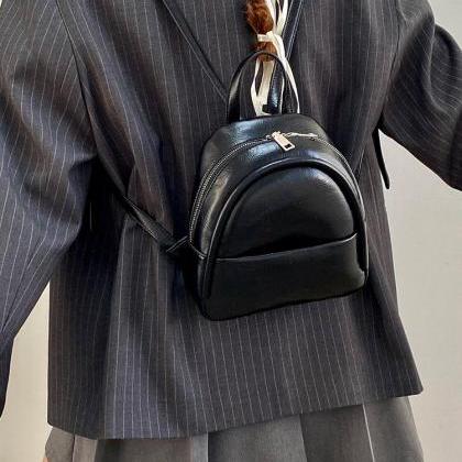 Elegant Cream Mini Leather Backpack For Women on Luulla