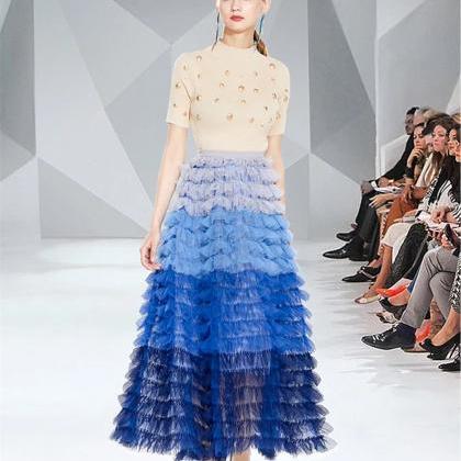 Orange Top And Multi-layered Ruffle Skirt Set on Luulla