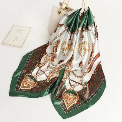 Luxury Silk Scarf With Elegant Chain Design on Luulla