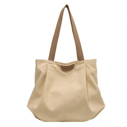 Stylish Beige Canvas Tote Bag With Handles on Luulla