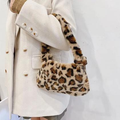 Trendy Pink Leopard Print Faux Fur Bag on Luulla