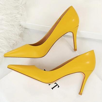 Elegant Yellow High Heel Pointed Toe Pumps on Luulla