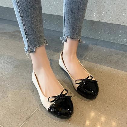 Two-tone Ballet Flats With Bow Accent on Luulla