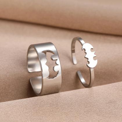 Adjustable Gold-plated Bat Design Couple Rings on Luulla