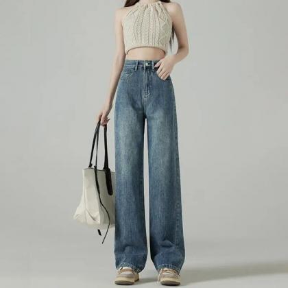 High-waisted Wide-leg Denim Jeans For Women on Luulla