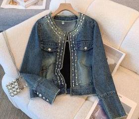 Denim Jacket With Pearl Decorative Detailing Design on Luulla