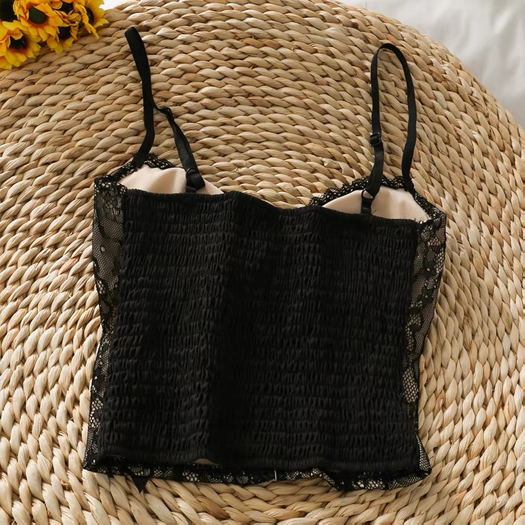 Bowknot Tie Short Lace Spaghetti Strap Top on Luulla