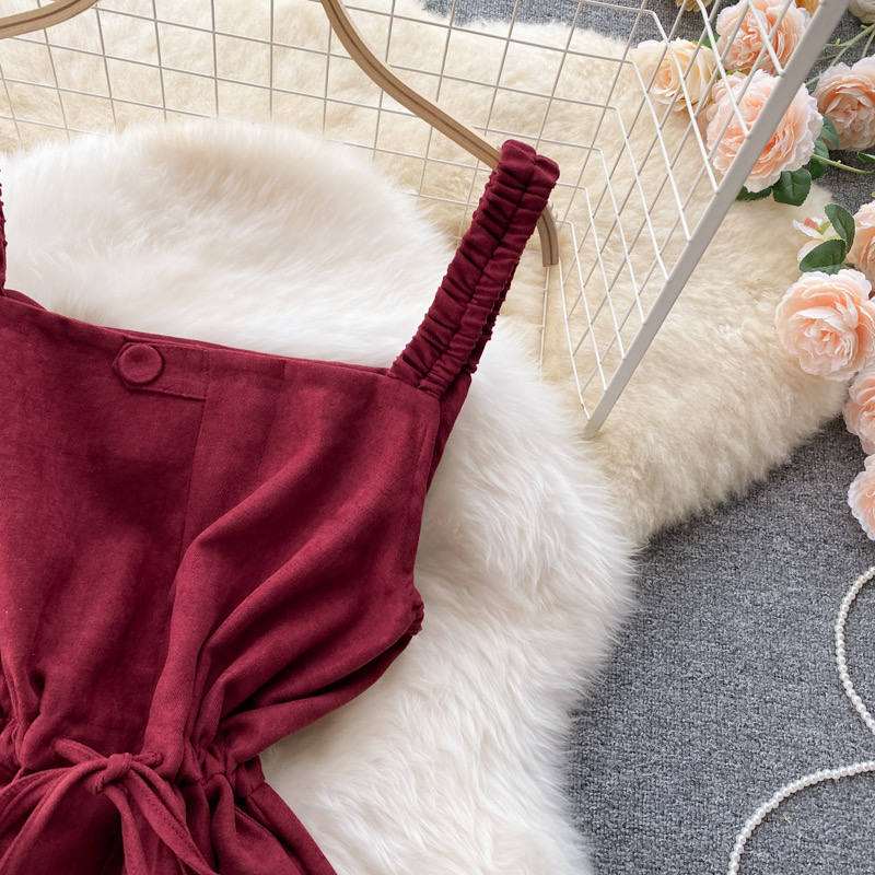Vintage Strap Dress, Waist Drawstring Long Strap Dress, ! on Luulla