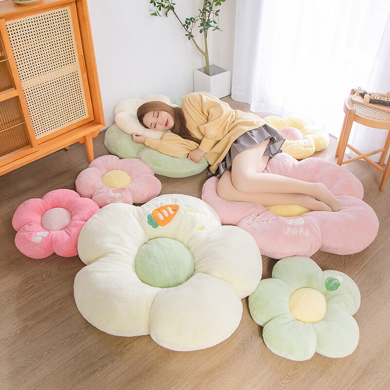 Stuffed Furry Five Petal Flower Plush Cushion Girly Room Decor on Luulla