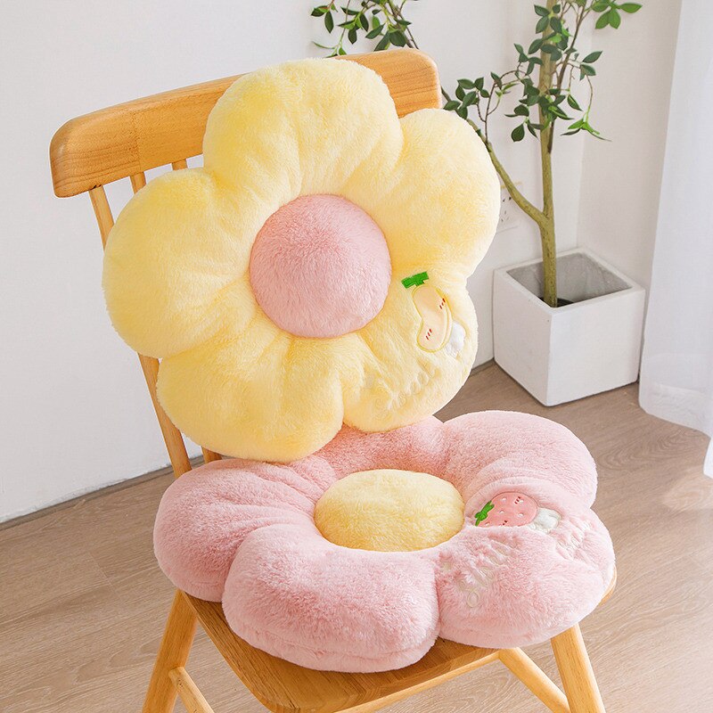 Stuffed Furry Five Petal Flower Plush Cushion Girly Room Decor on Luulla
