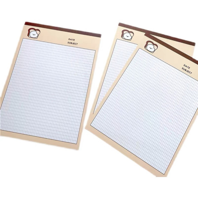 Ins Cartoon Cute Toast Memo Pad B5 Grid Student Learning Paper Kawaii ...