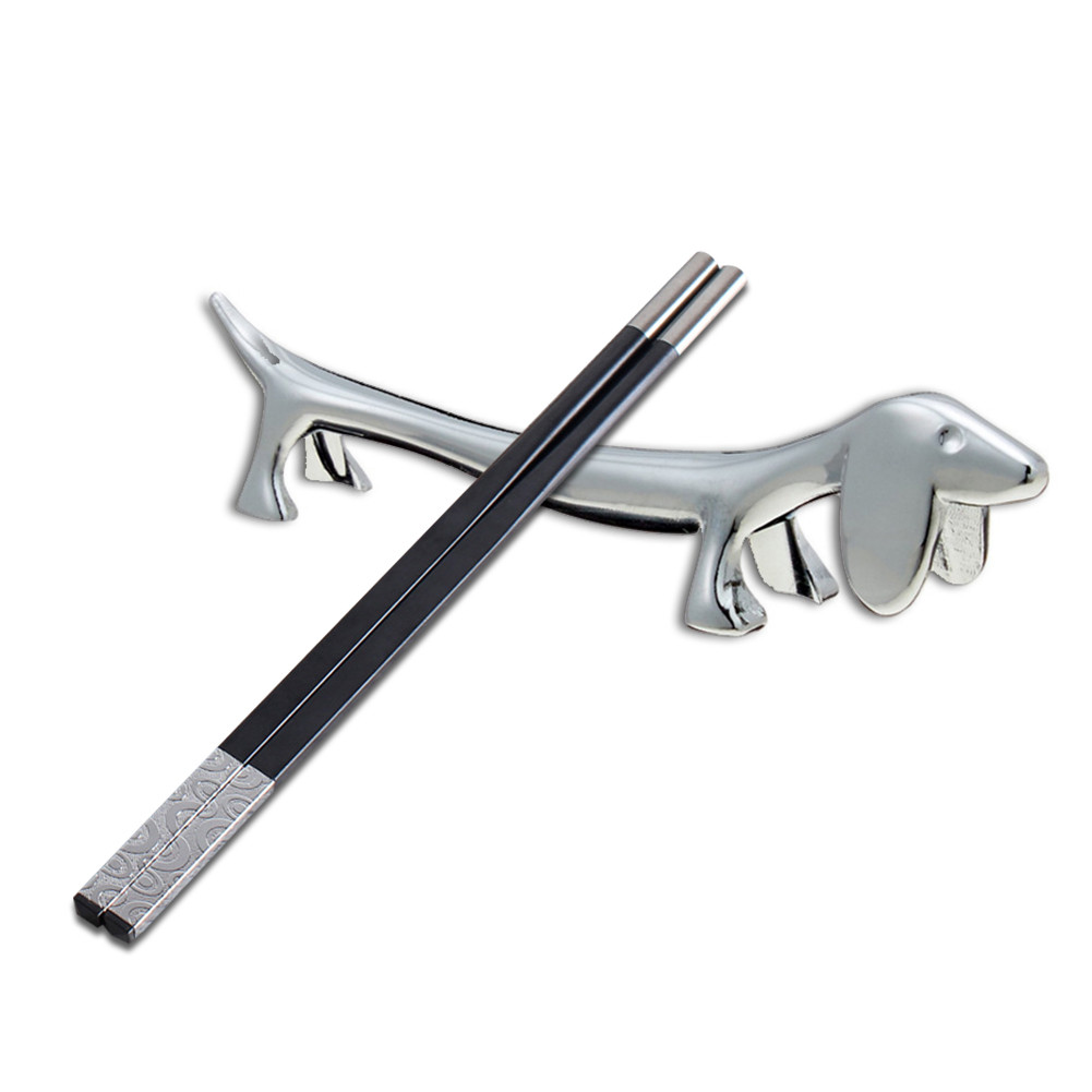Stainless Steel Dachshund Dog Chopstick Holder Chopsticks Rest Spoon ...