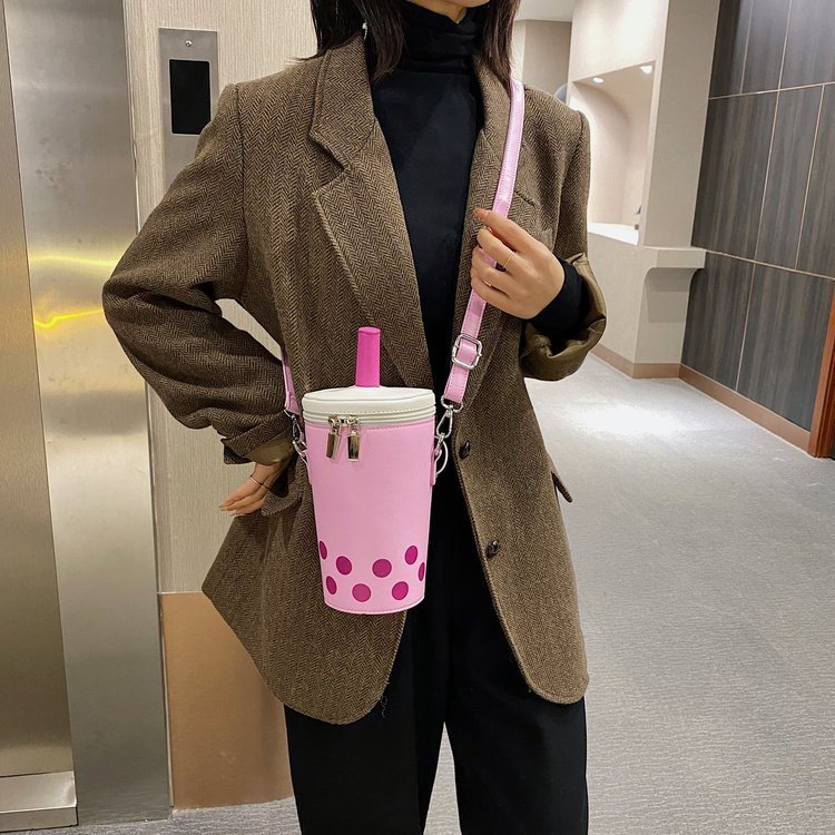 Fashion Milk Tea Cup Shaped Bags Small Bucket Bag Shoulder Bag on Luulla