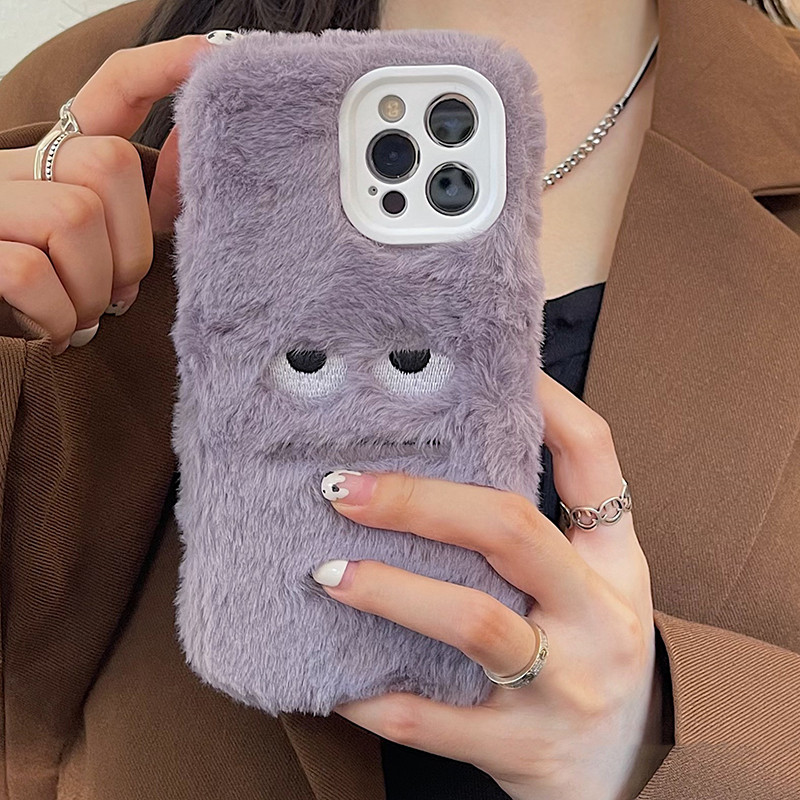 Cute Funny Fur Fluffy Phone Case For Iphone 14 13 12 11 Pro Max Mini X ...