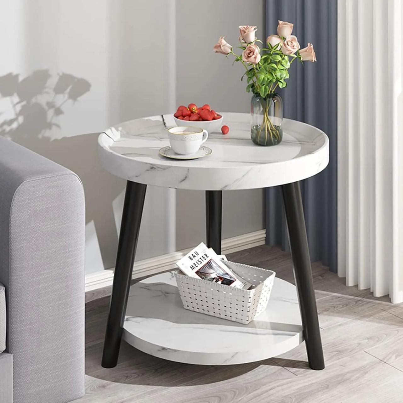 Nordic Simple Small Coffee Table Modern Round Double Side Table ...