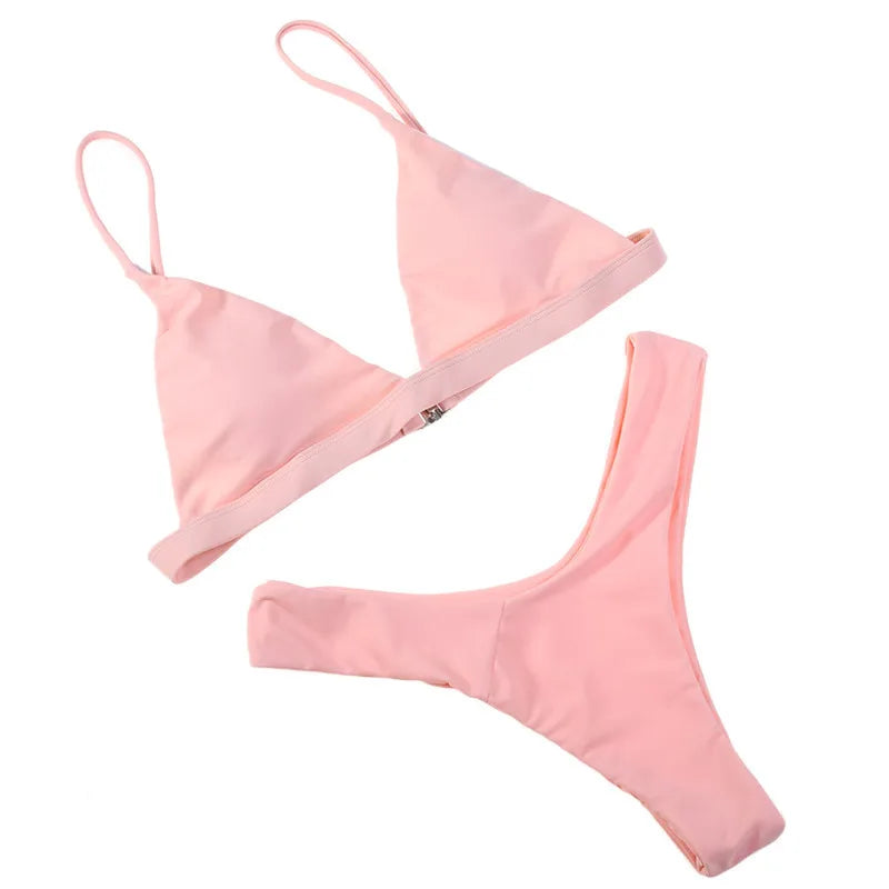 Womens Red Triangle Top Bikini Swimwear Set on Luulla