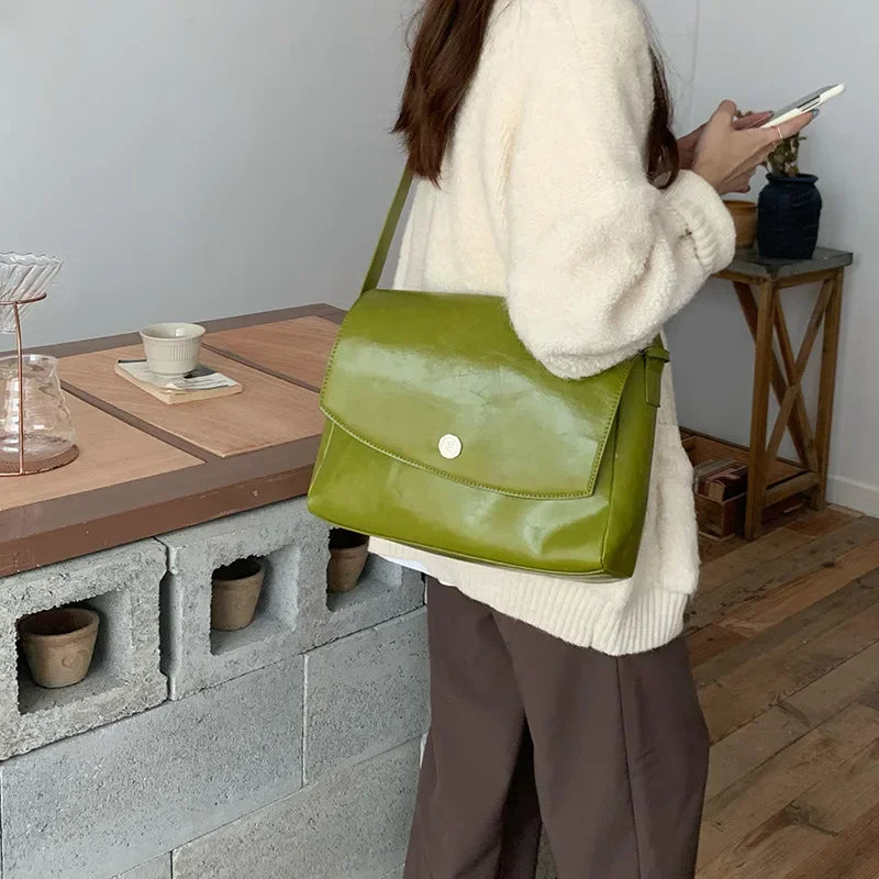 Classic Olive Green Suede Shoulder Flap Bag End on Luulla