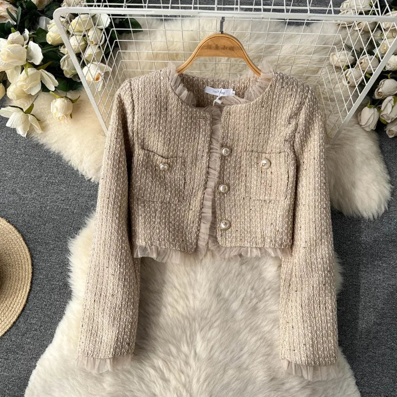 Elegant Two-piece Beige Knit Dress Set on Luulla