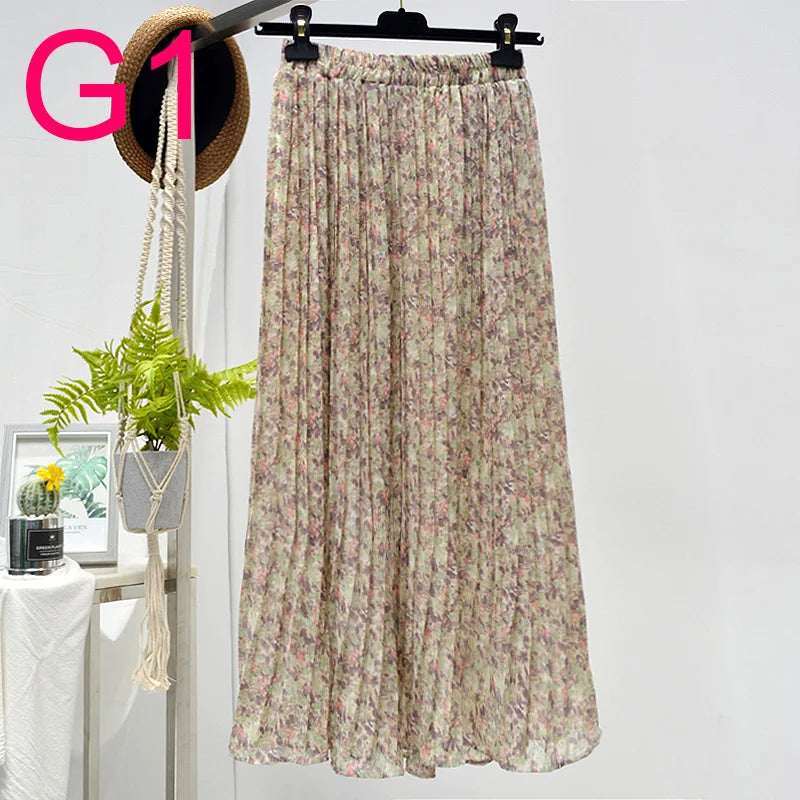 Floral Pleated Midi Skirts For Women Collection on Luulla