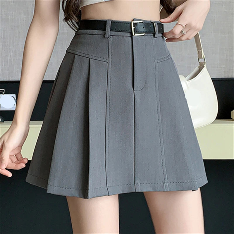 Womens High-waisted Pleated Mini Skater Skirt on Luulla