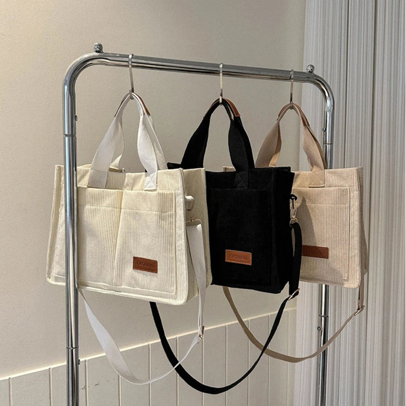 Stylish Corduroy Tote Bags With Adjustable Straps on Luulla