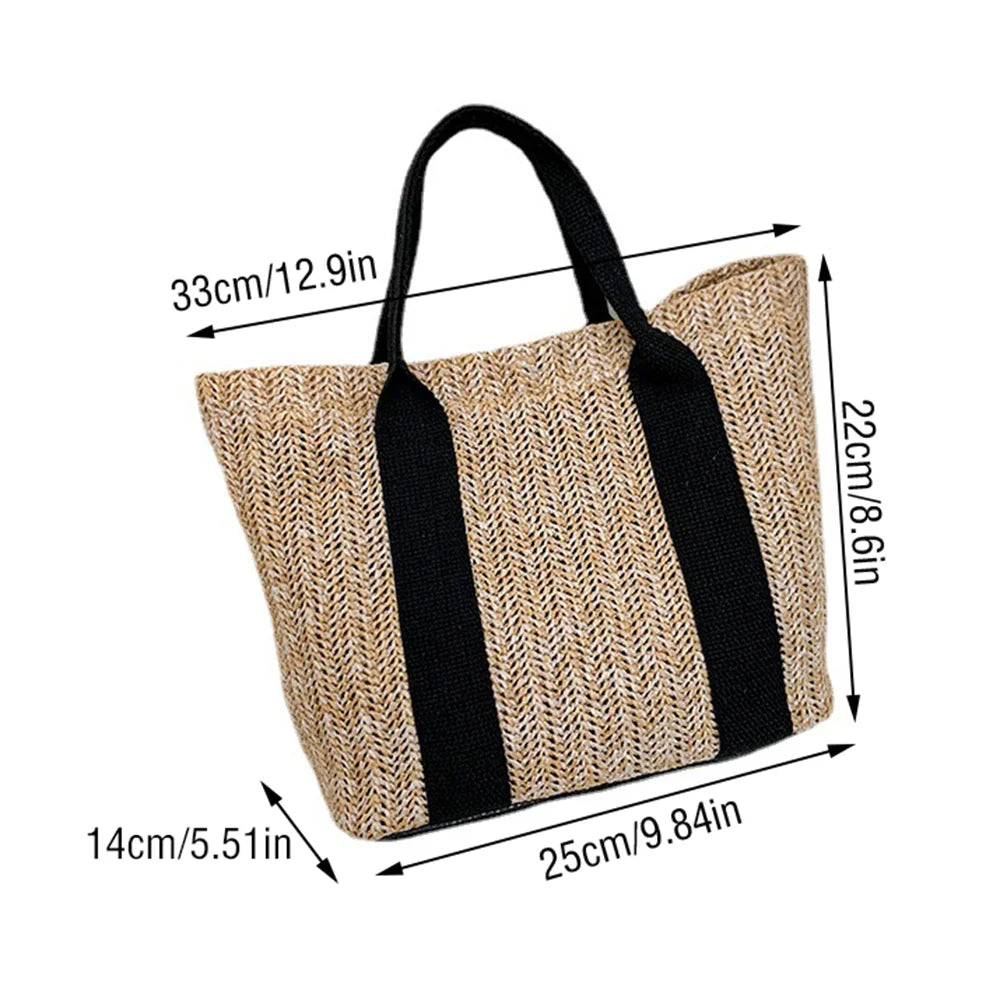 Handmade Straw Tote Bag With Contrast Handles on Luulla