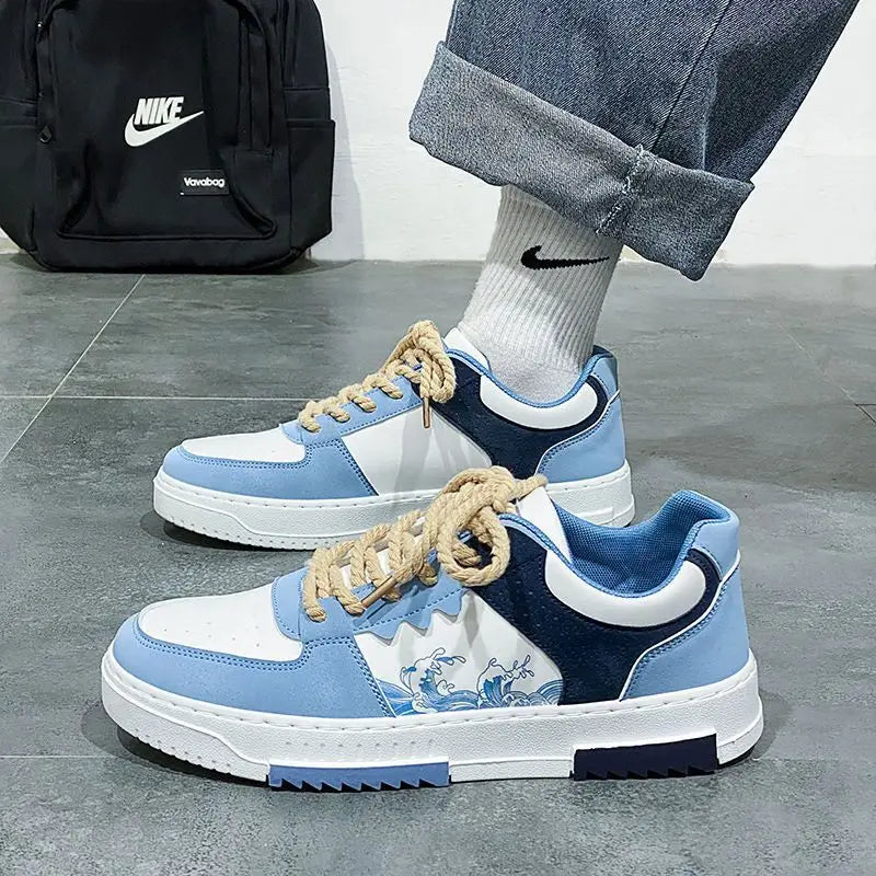 Trendy Blue Wave Design Casual Sneakers on Luulla