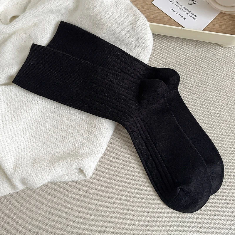 Cozy Knit Cotton Blend Long Crew Socks on Luulla