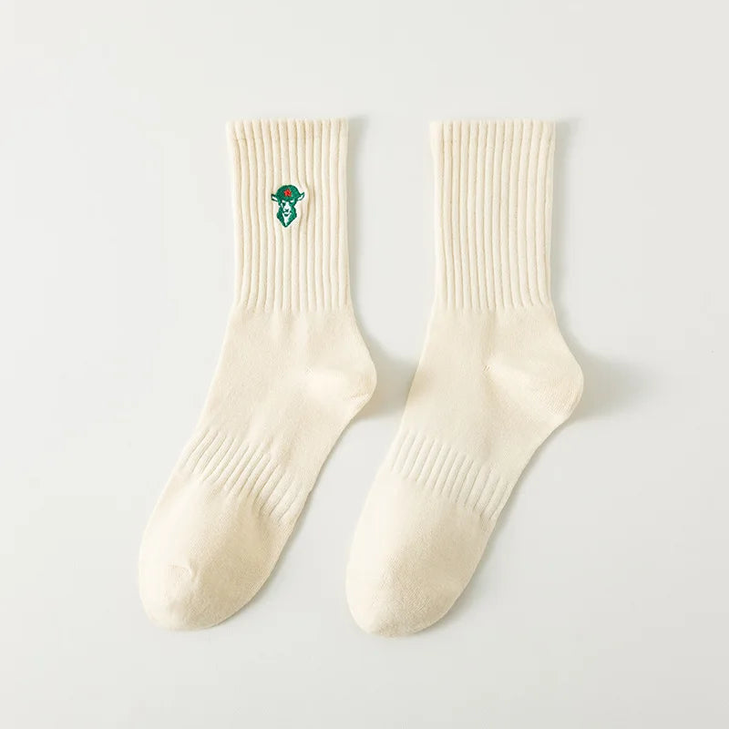 Colorful Cotton Socks With Fun Embroidery Designs on Luulla