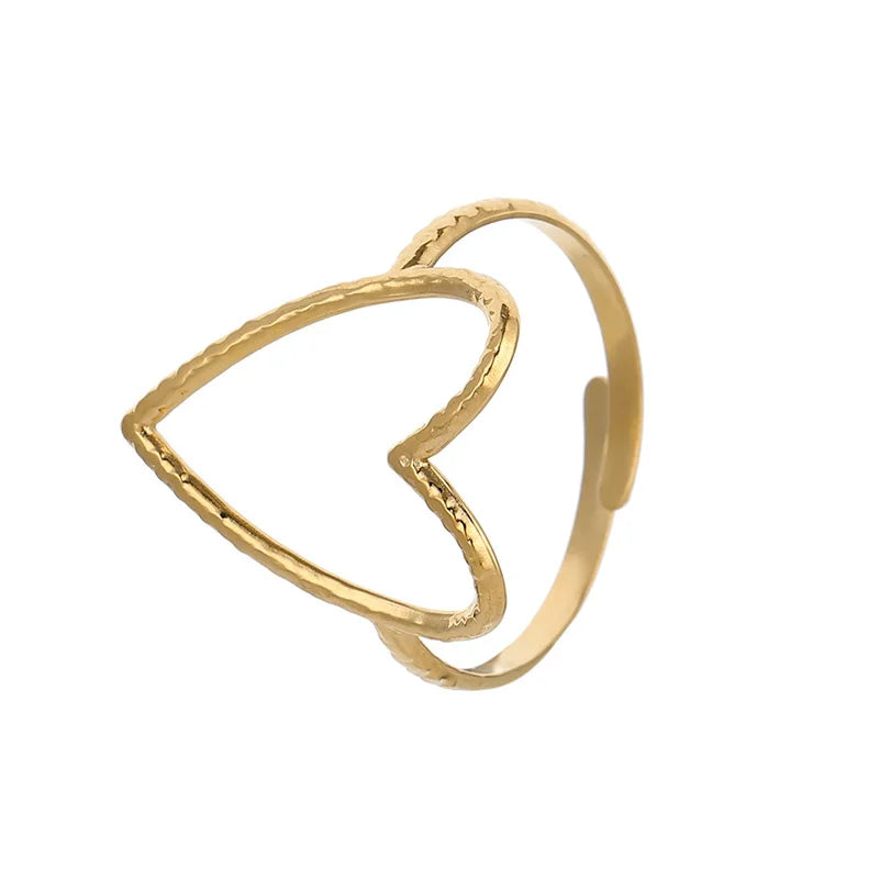 Unique Abstract Gold Adjustable Stackable Statement Rings on Luulla