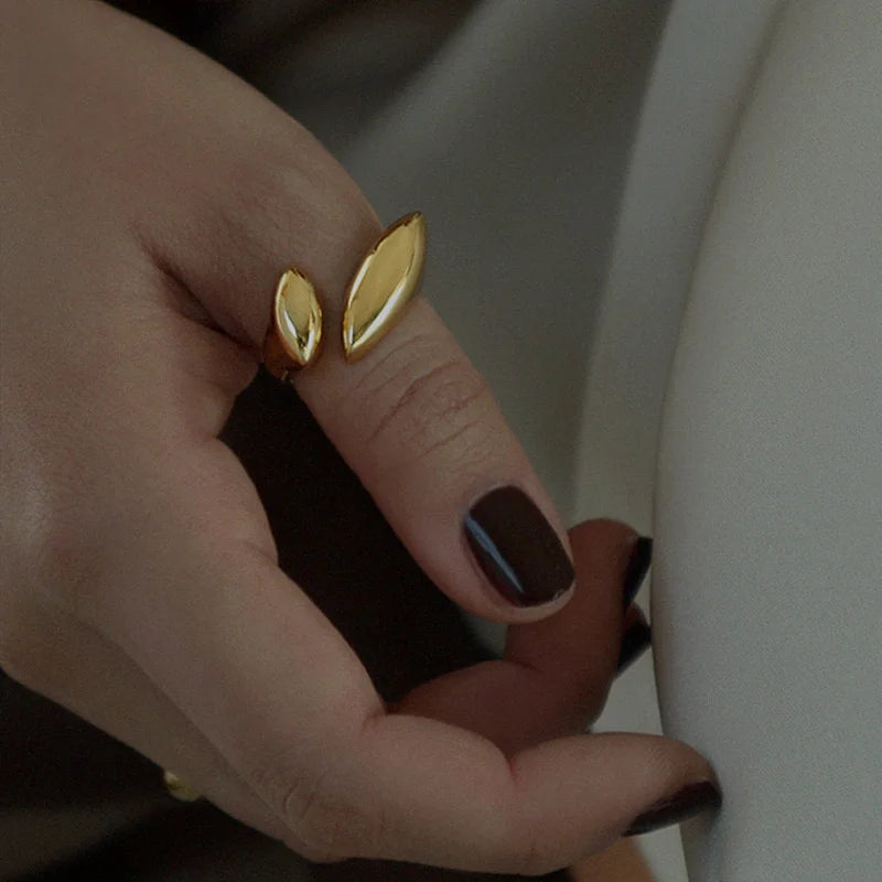 Unique Abstract Gold Adjustable Stackable Statement Rings on Luulla