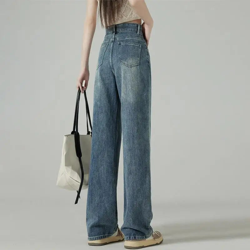 High-waisted Wide-leg Denim Jeans For Women on Luulla