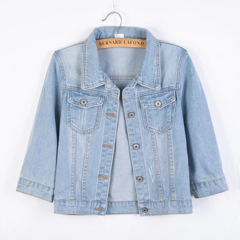 Girls Classic Denim Jacket With Button Front on Luulla