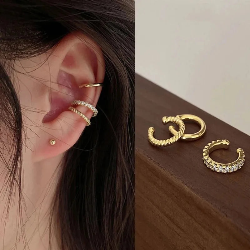 Gold Twisted Ear Cuffs With Sparkling Crystals on Luulla