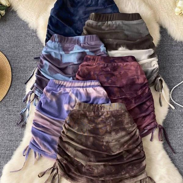 Womens High-waisted Pleated Mini Skater Skirt on Luulla