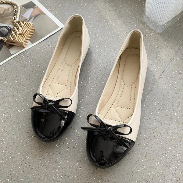 Two-tone Ballet Flats With Bow Accent on Luulla