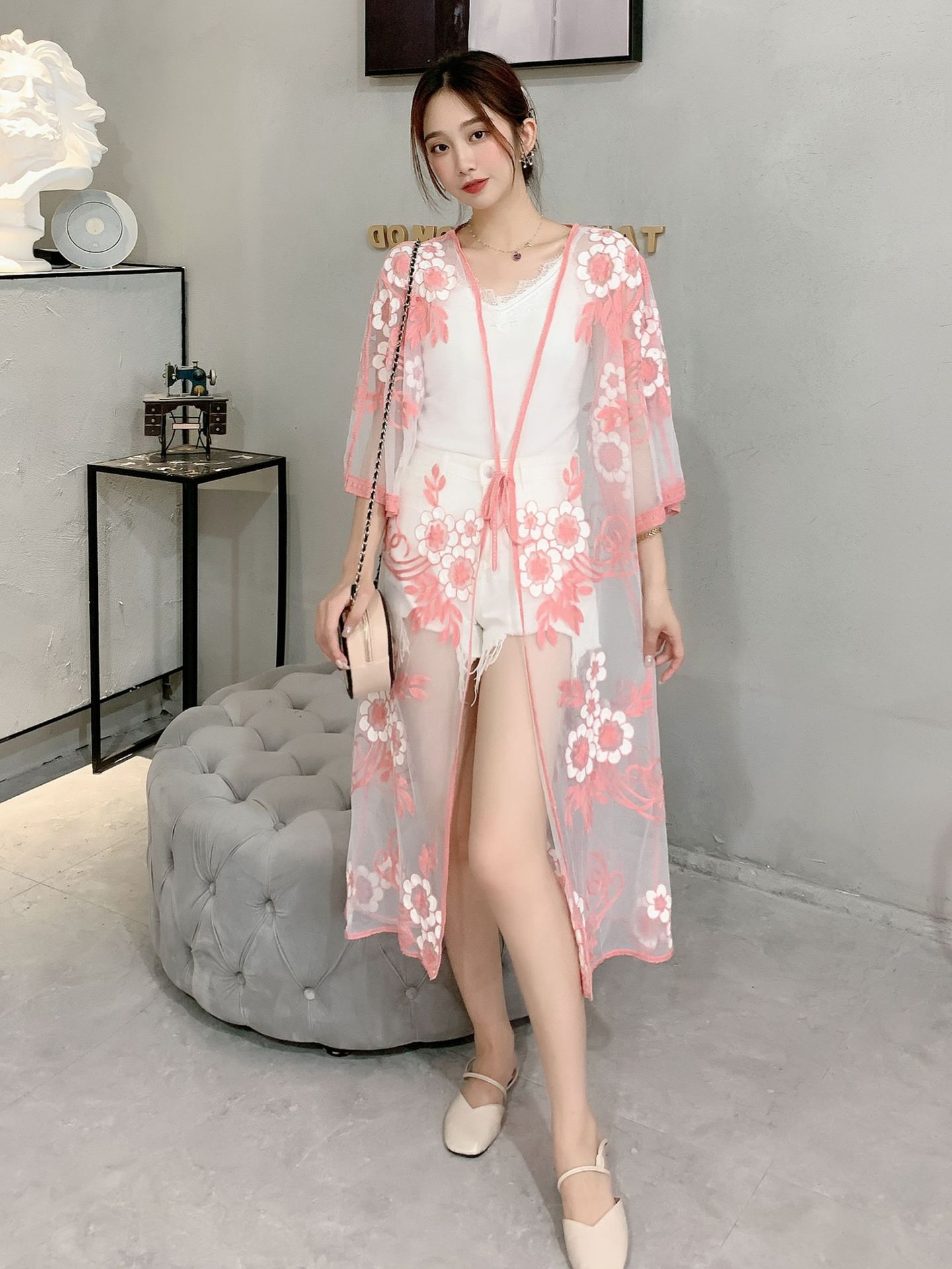 Thin Coat, Shawl Sunscreen Unlined Upper Garment, Long Colorful Cotton ...