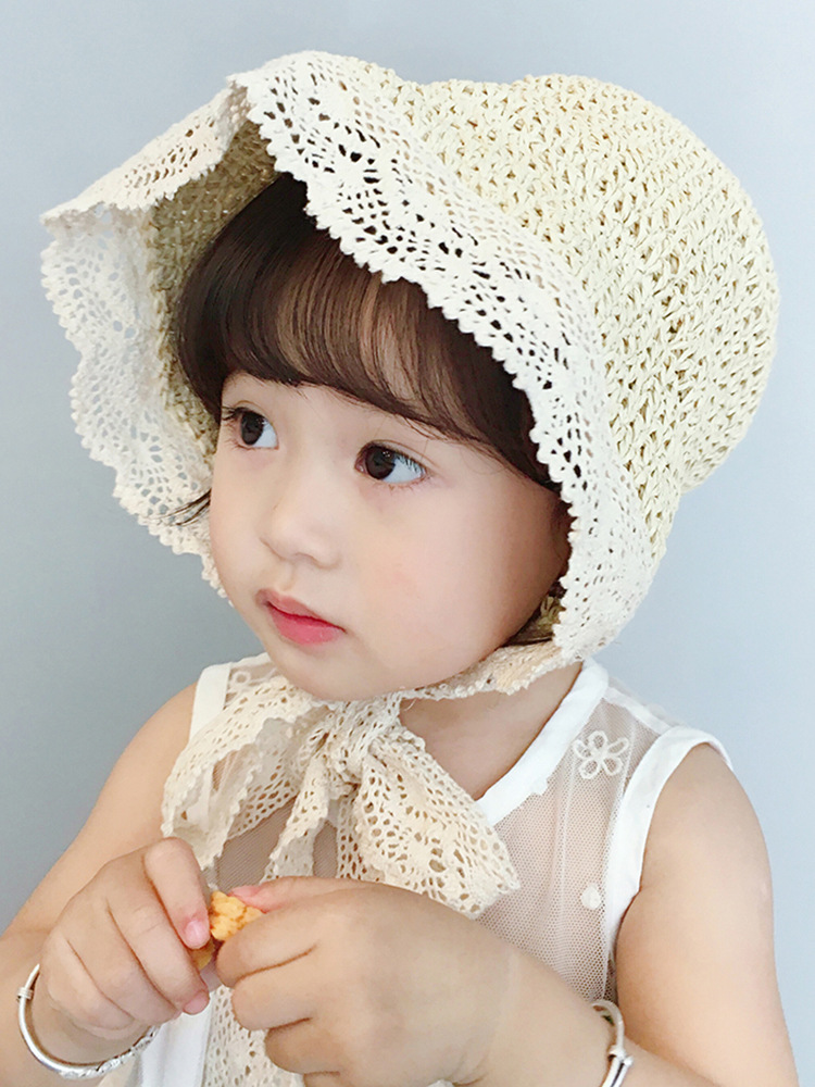 Lace Ribbons, Pure Handmade Straw Hats For Children, Summer Sunshade ...