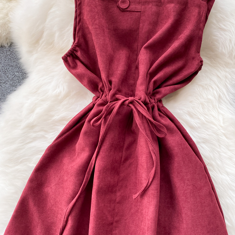 Vintage Strap Dress, Waist Drawstring Long Strap Dress, ! on Luulla