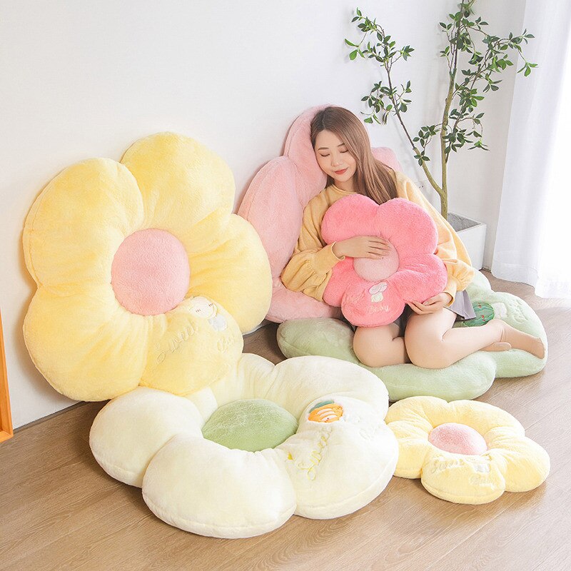 Stuffed Furry Five Petal Flower Plush Cushion Girly Room Decor on Luulla