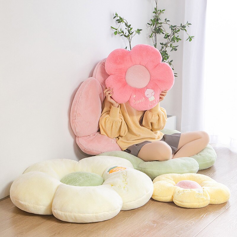 Stuffed Furry Five Petal Flower Plush Cushion Girly Room Decor on Luulla