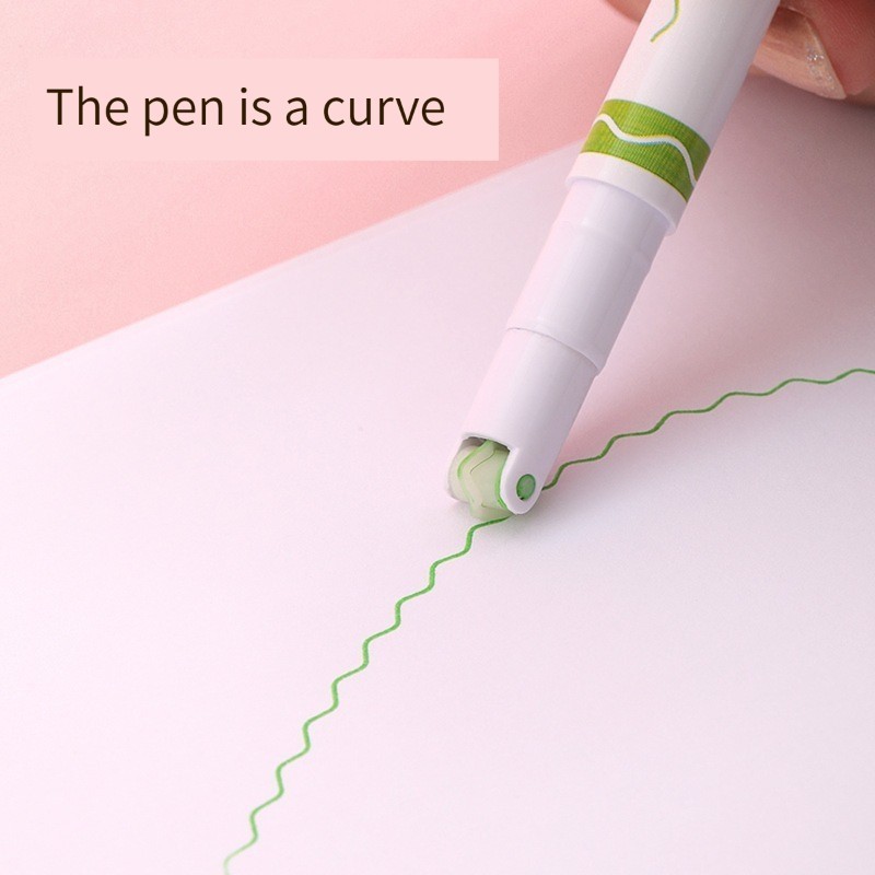 6pcs Line Shaped Highlighter Pens Set Multi Colorful Roller Tip Curve ...