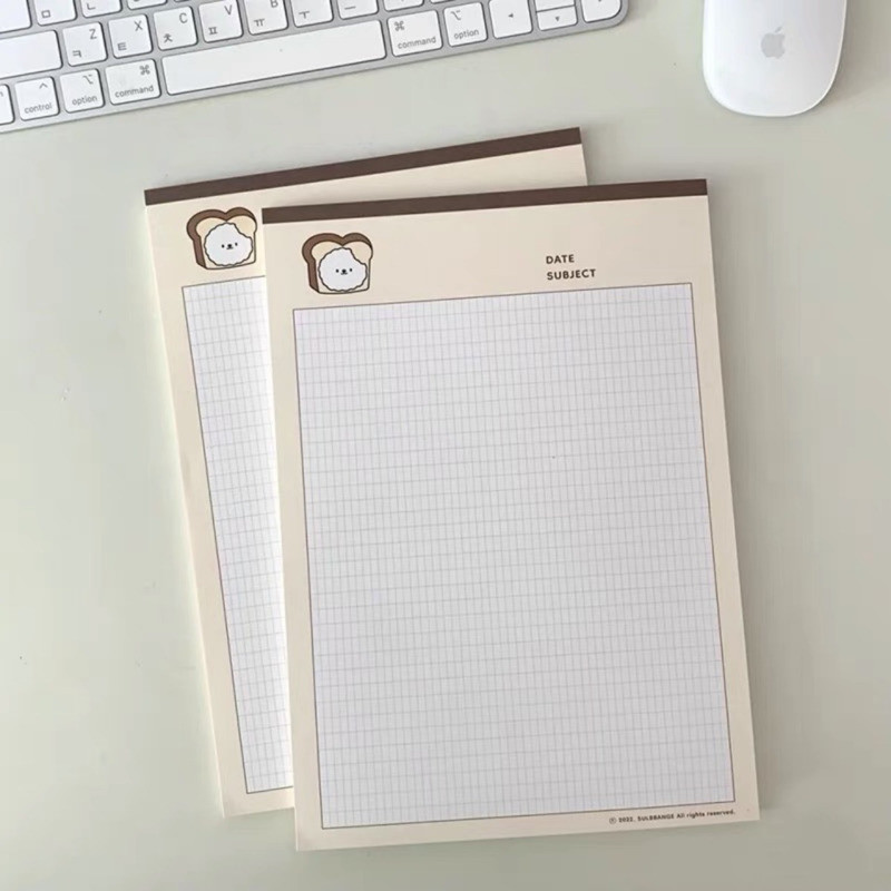 Ins Cartoon Cute Toast Memo Pad B5 Grid Student Learning Paper Kawaii ...