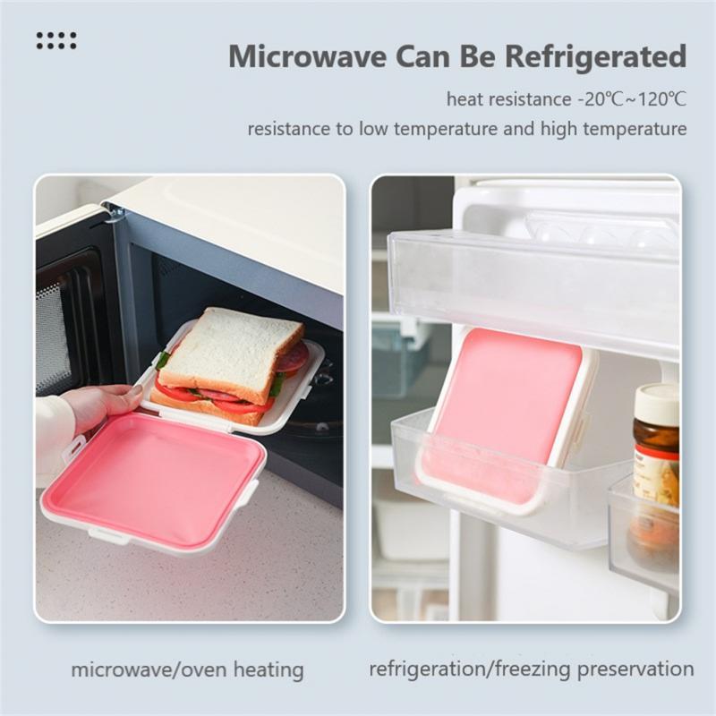 Sandwich Storage Box Silicone Lunch Box Food Storage Case Reusable ...