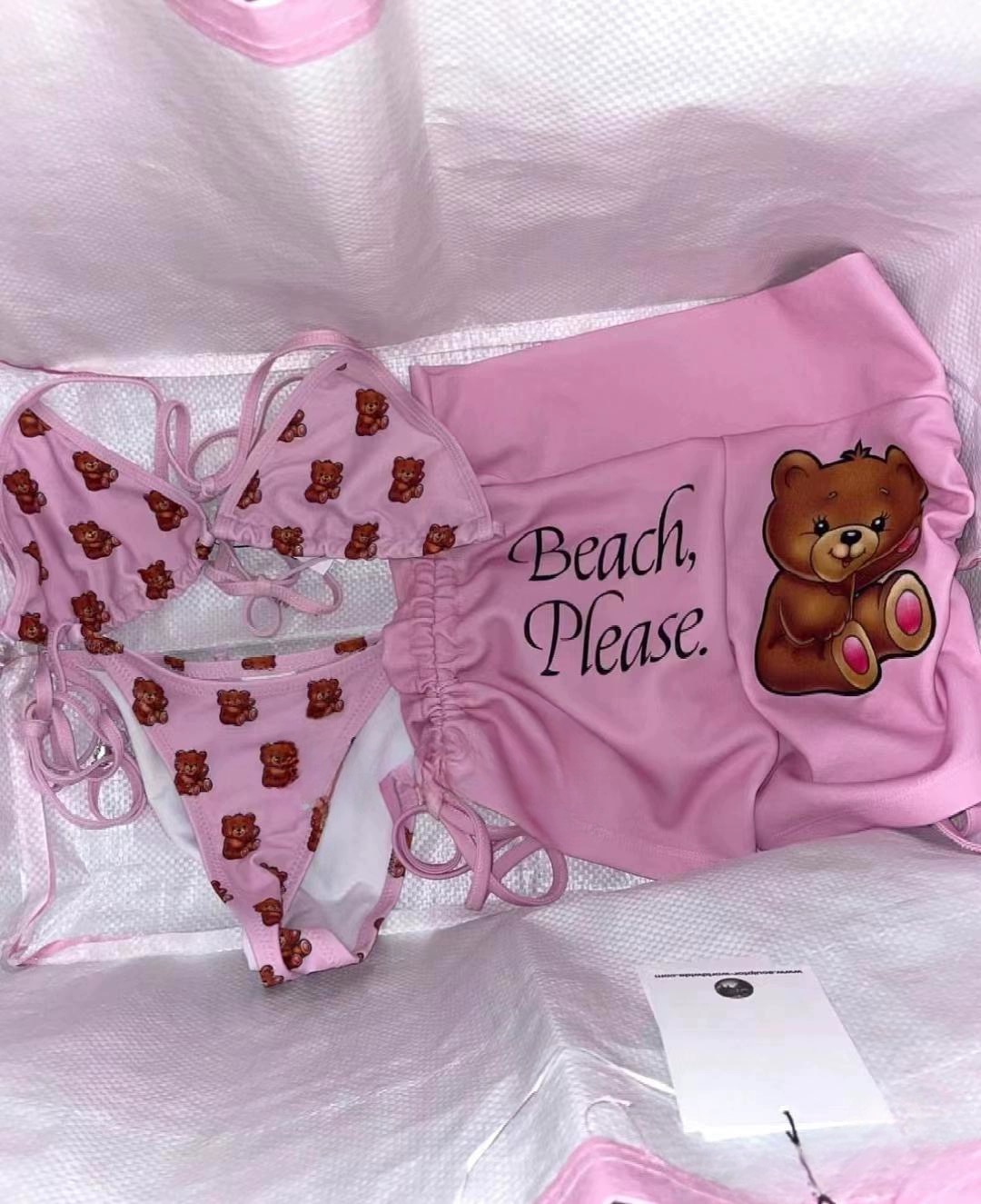 Women Bear Swim Dress, Cute Bear Print Halter Swimsuit, Bear Swimwear ...