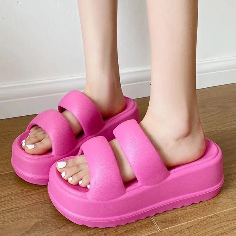 Womens Pink Platform Slide Sandals Casual Lightweight on Luulla