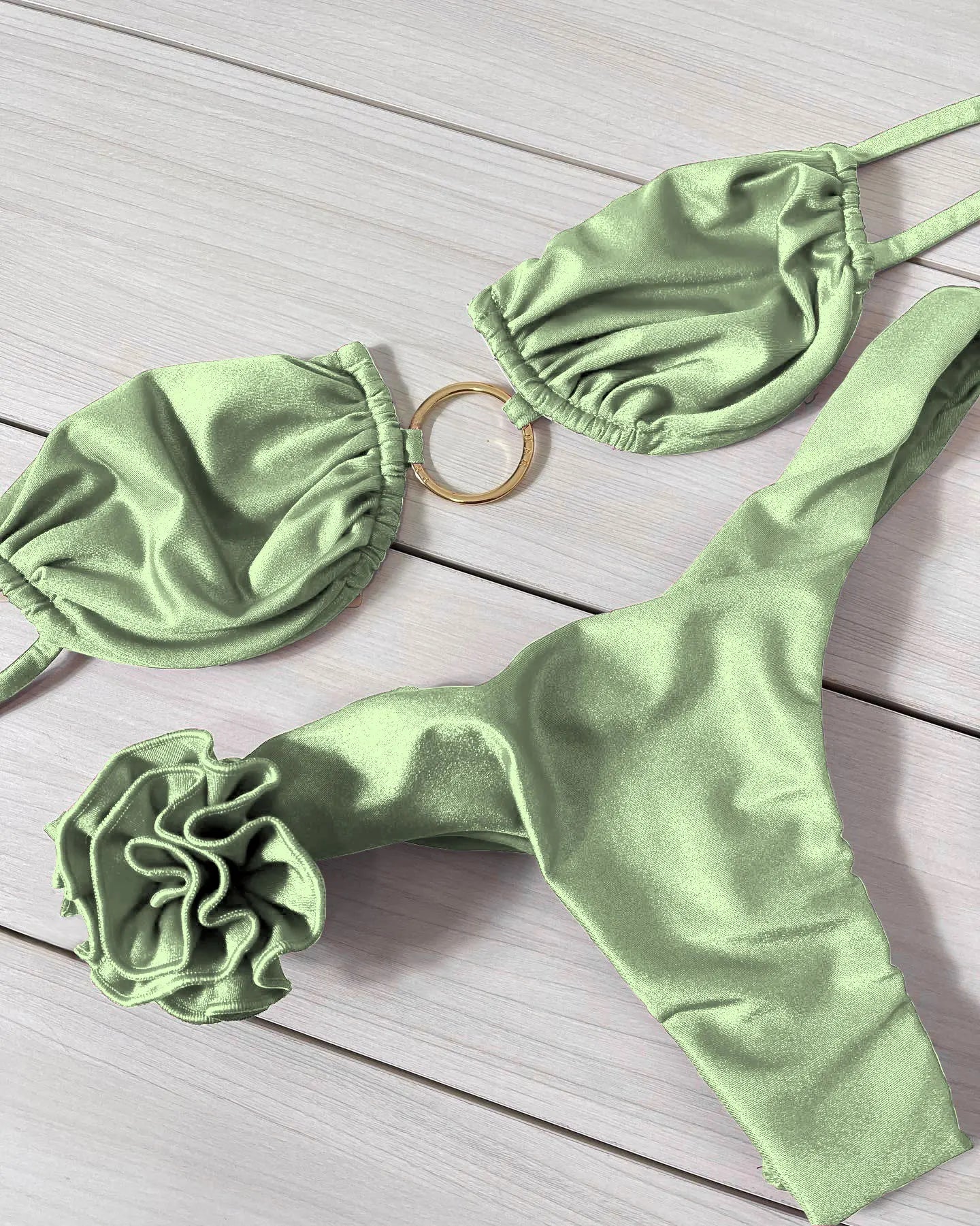 Womens Sage Green Bikini Set With Ring Detail On Luulla