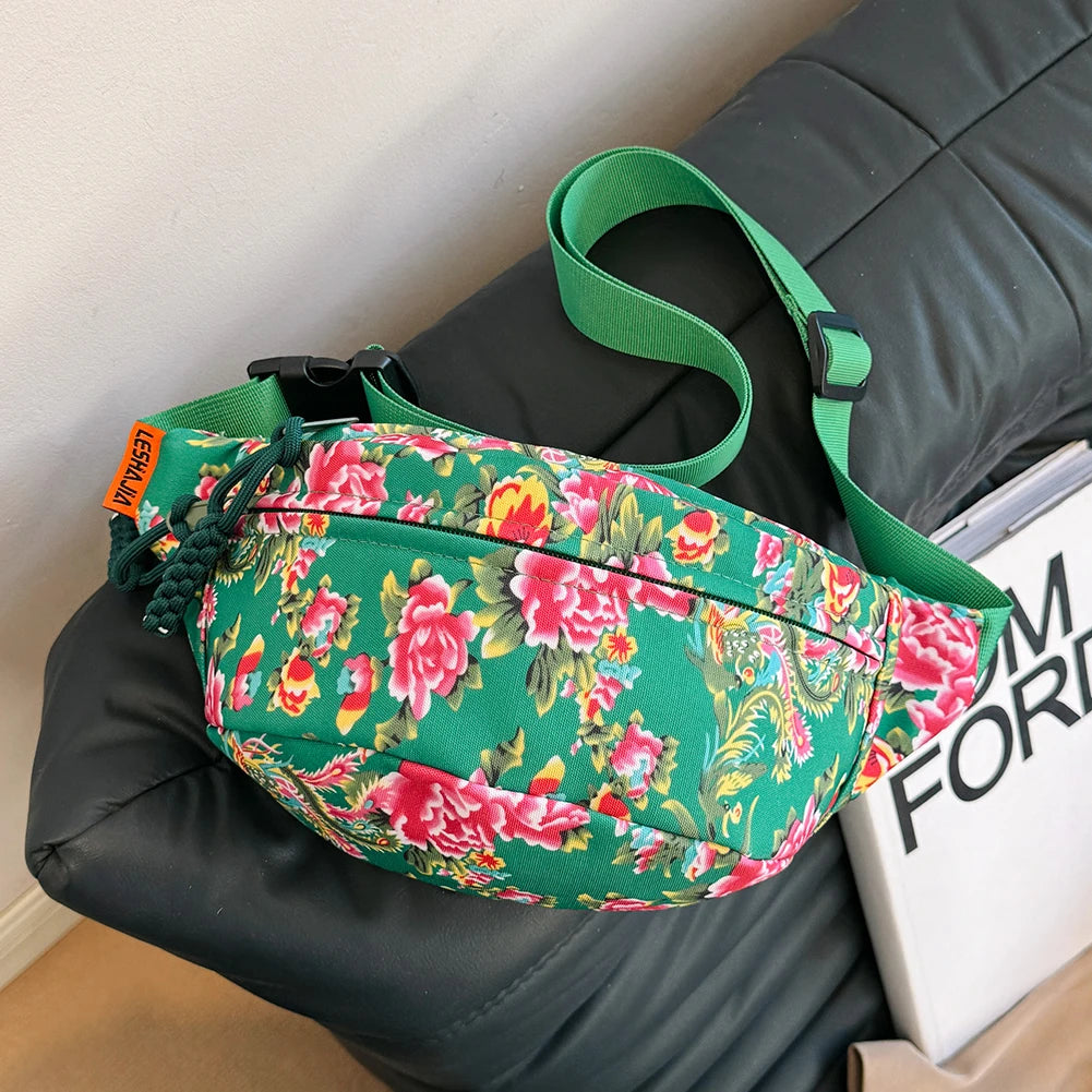 Tropical Floral Print Adjustable Strap Fanny Pack on Luulla