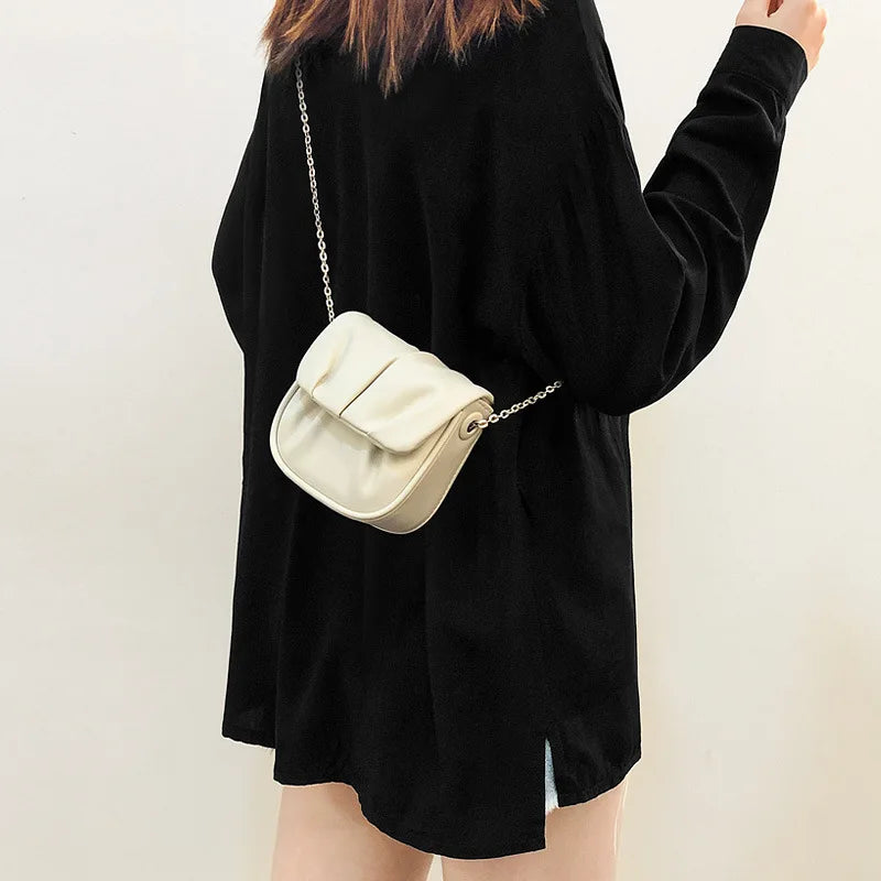 Elegant Ivory Chain Strap Shoulder Crossbody Bag on Luulla